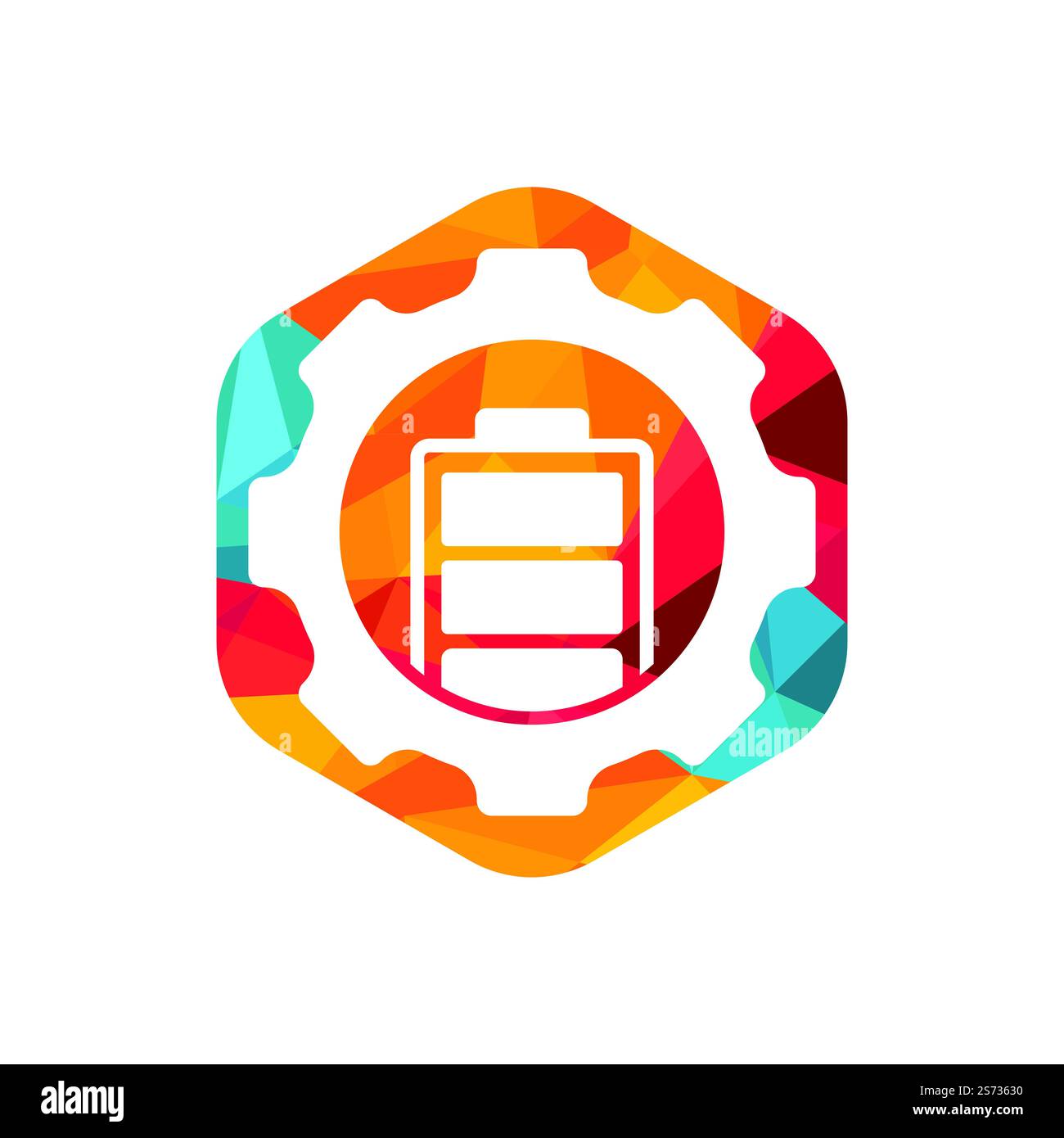 Industrial energy and power logo design concept. Battery and gear icon ...