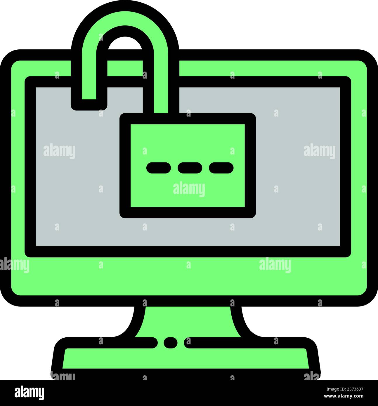 Unlock computer icon outline vector. Internet data. Risk protect ...