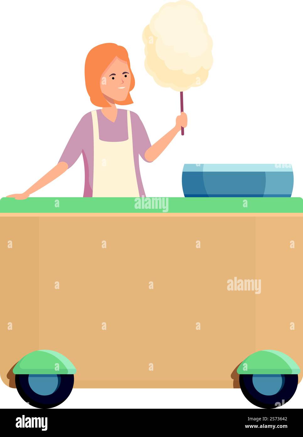 Cotton candy cart icon cartoon vector. Sweet machine. Fair stall ...