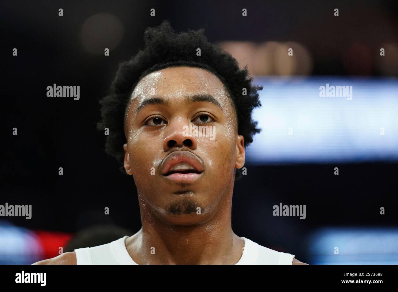 Toronto Raptors' Scottie Barnes looks off during the first half of an ...