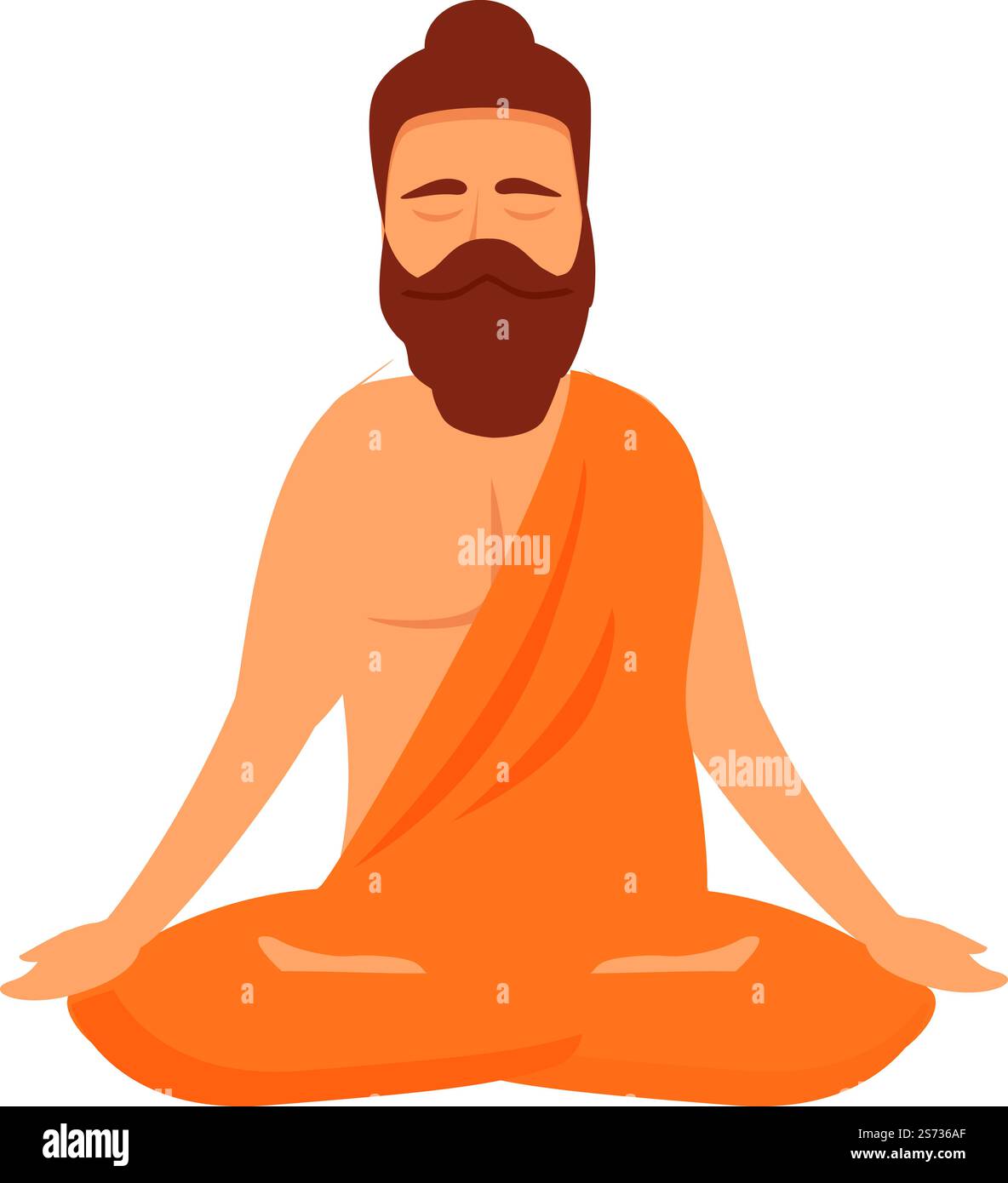 Namaste yogi icon cartoon vector. Male rishi. Calm pose. Namaste yogi ...