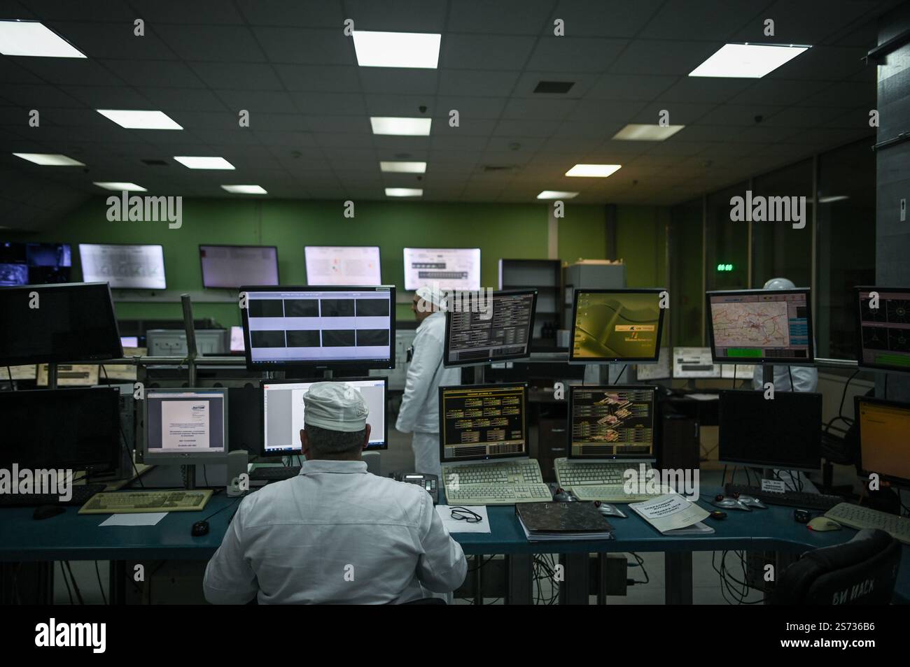 Chornobyl, Ukraine. 17th Jan, 2025. Technicians work in a monitoring ...
