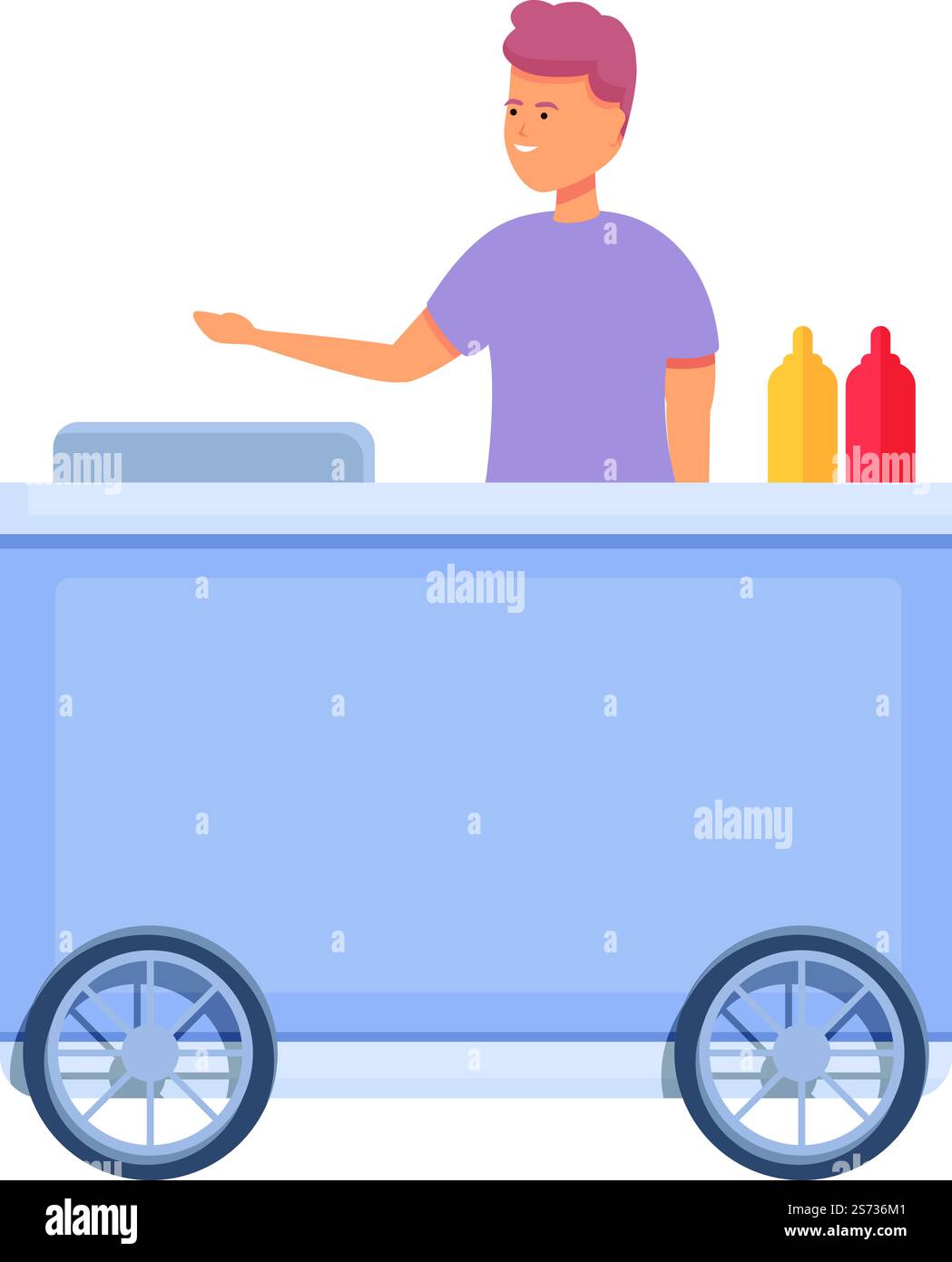 Steel hot dog cart icon cartoon vector. Street food. Stall vendor ...