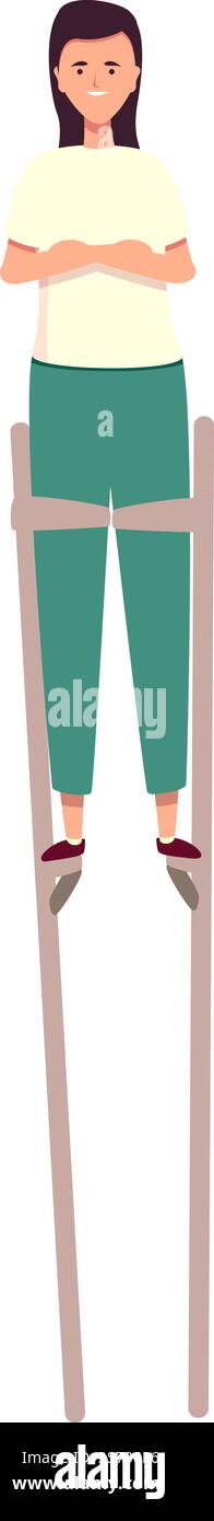 Girl stilt walker icon cartoon vector. Street leg. Art performer. Girl ...