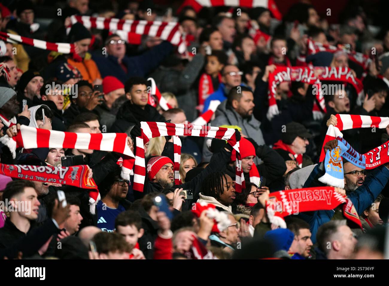 Arsenal fans during the Premier League match at the Emirates Stadium ...
