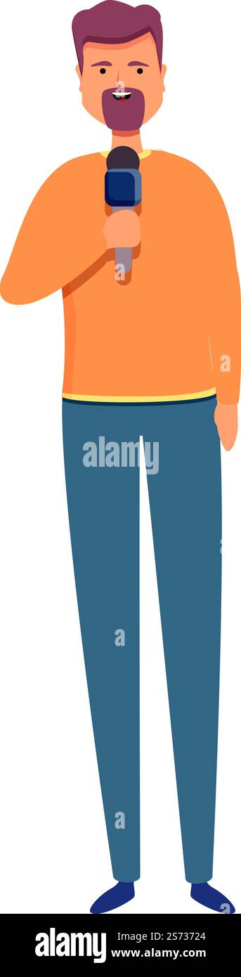 Interview reporter icon cartoon vector. Tv news. Report mic. Interview ...