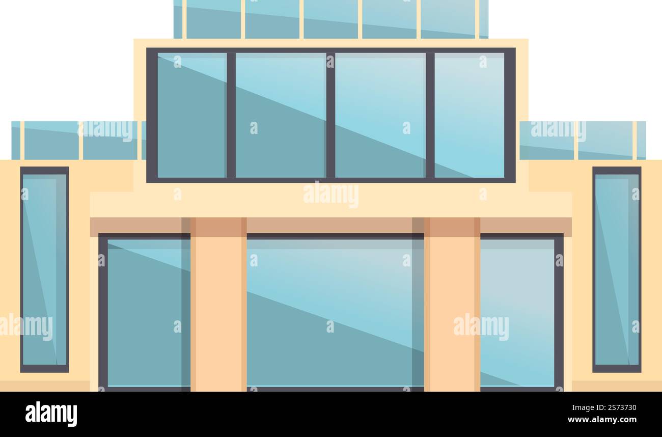 Glass villa icon cartoon vector. Modern home. Mansion residential ...