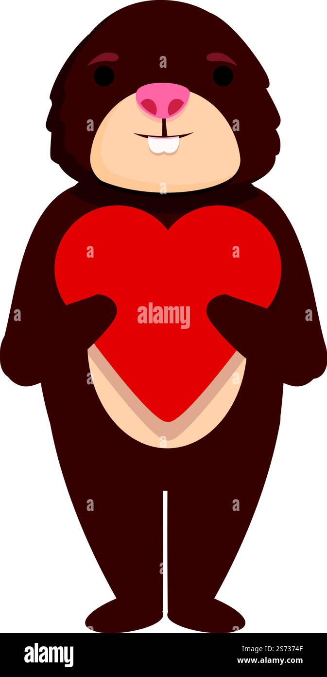 Mole love heart icon cartoon vector. Cute animal. Happy ground. Mole ...