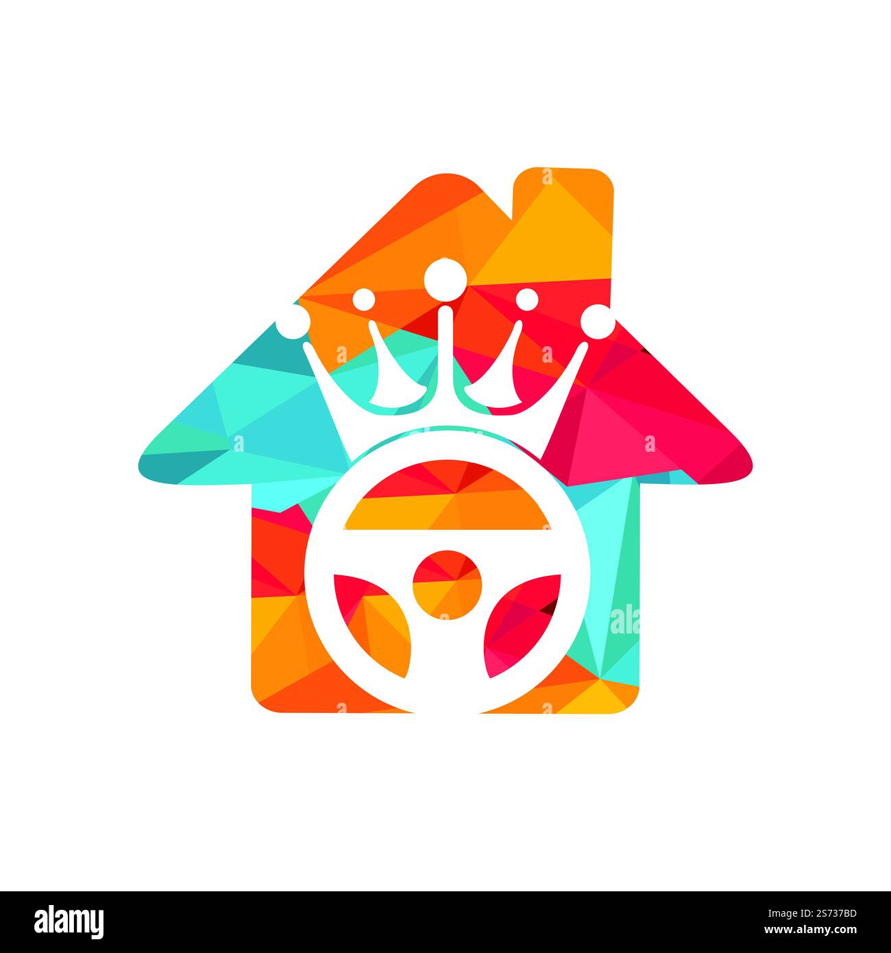 Drive king vector logo design. Steering with crown and home icon Stock ...
