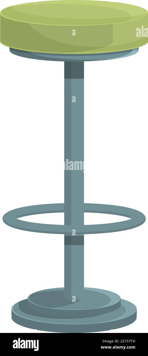 Green bar stool icon cartoon vector. Tall chair. Wood furniture. Green ...