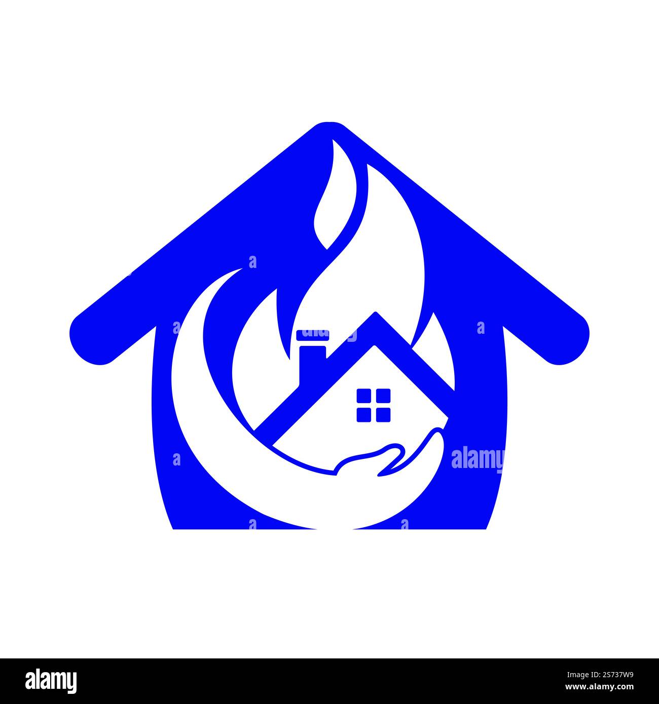 Home insurance vector logo concept. Hand with fire and home icon logo ...