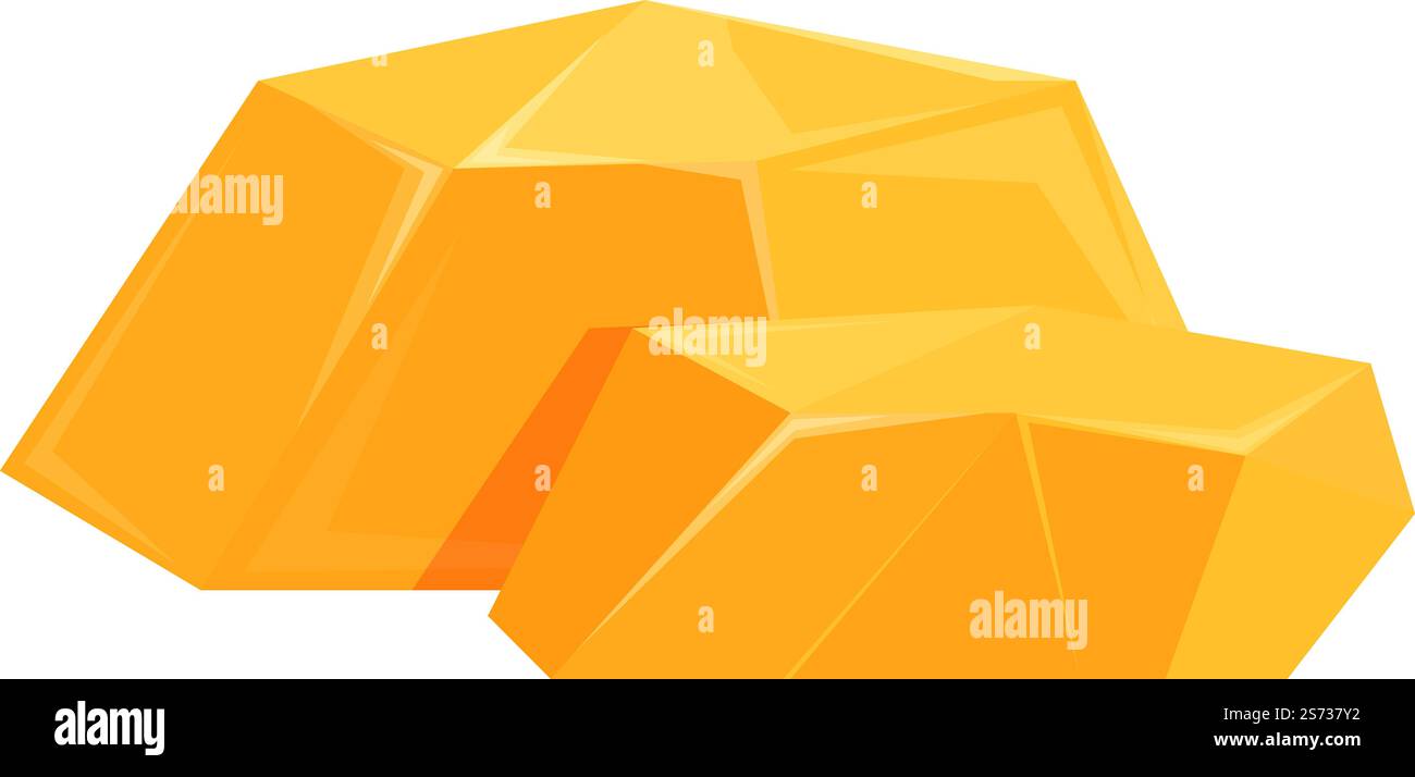 Gem gold icon cartoon vector. Golden stone. Material pile. Gem gold ...