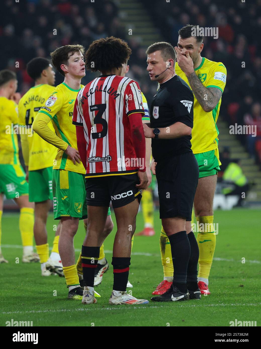 Sheffield, UK. 18th Jan, 2025. Sam McCallum of Sheffield United speaks ...