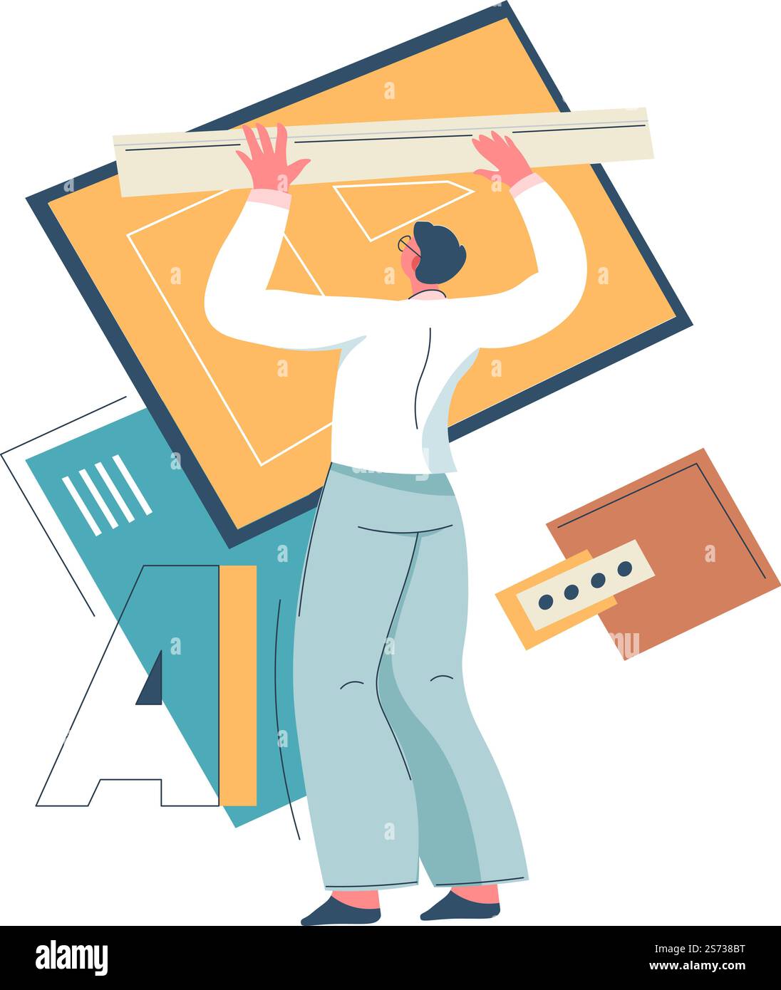 Engineer working on architectural or constructional projects. Man with ...