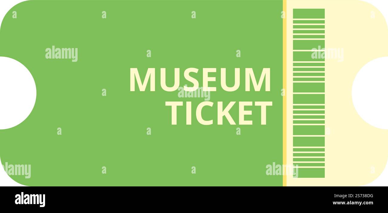 Green museum ticket icon cartoon vector. Movie pass. Admit theater. Green museum ticket icon ...