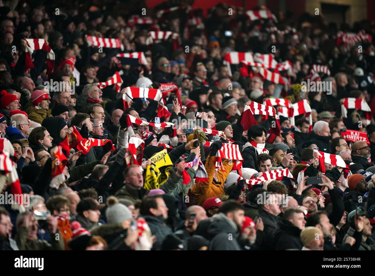 Arsenal fans during the Premier League match at the Emirates Stadium ...