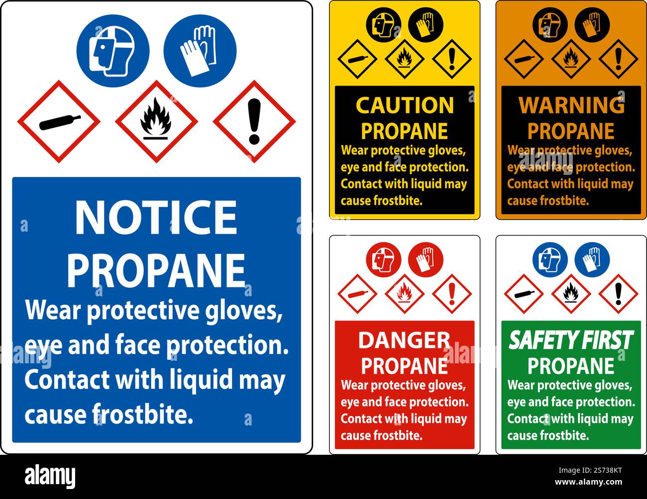 Danger Propane Flammable Gas PPE GHS Sign Stock Vector Image & Art - Alamy