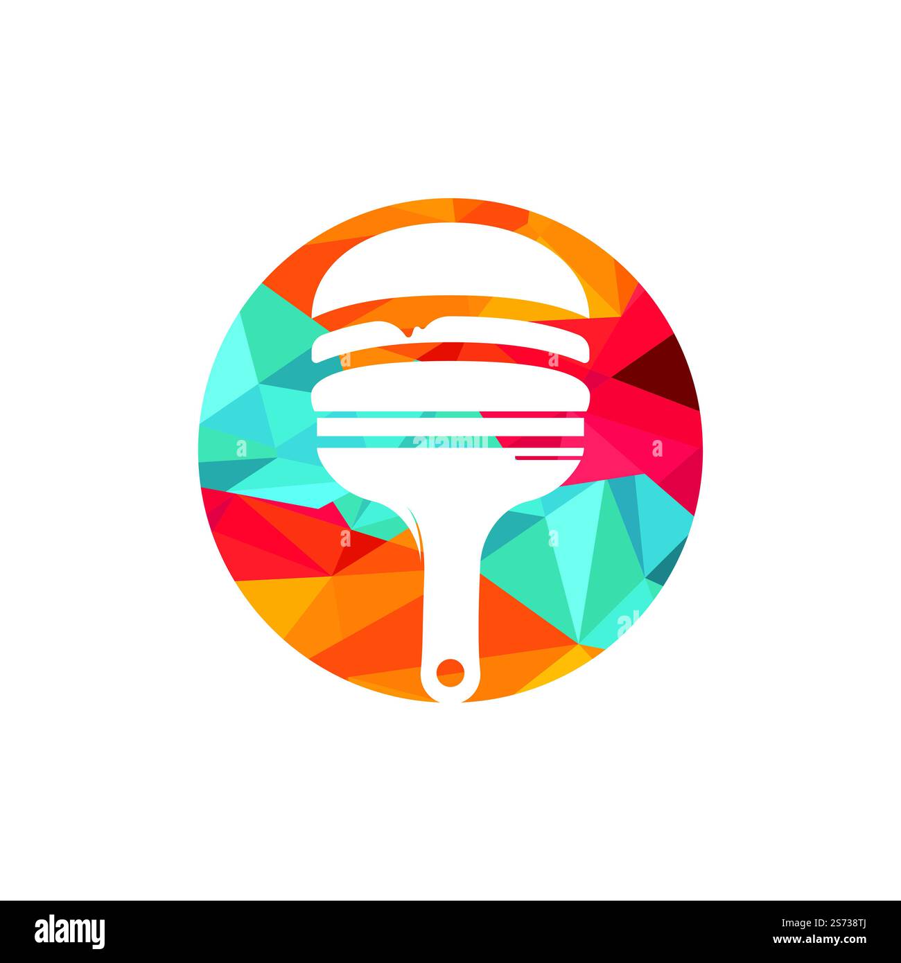 Artistic restaurant and cafe logo design. Burger with paint brush icon ...