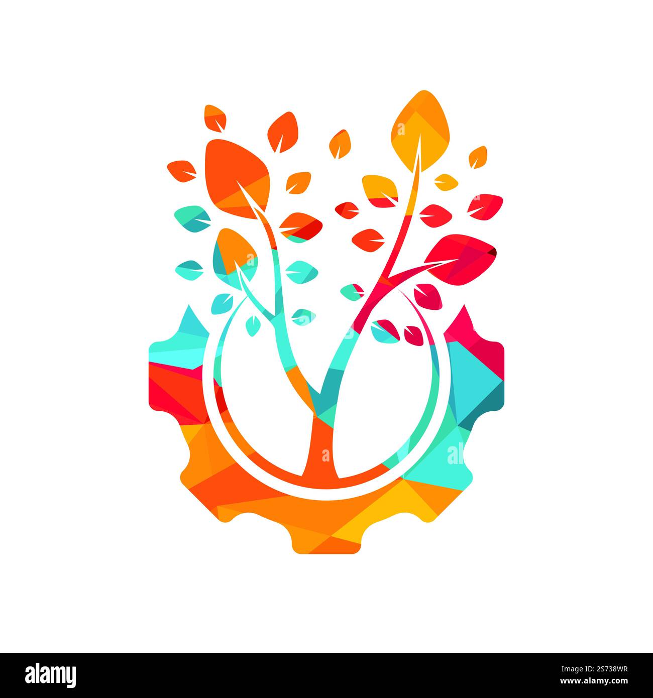 Gear tree vector logo design template. Modern nature technology logo ...