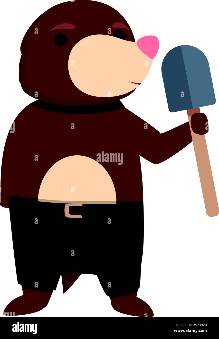 Mole take shovel icon cartoon vector. Cute animal. Happy ground. Mole ...