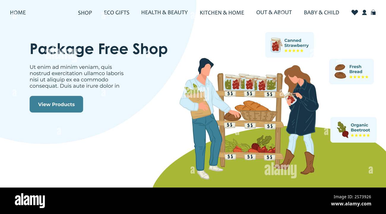 Ecologically friendly grocery store with assortment of food hi-res ...