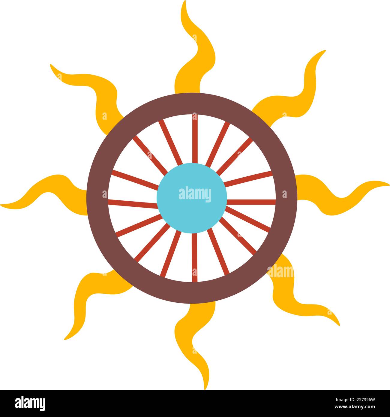 Mayan or Aztec culture symbolism, isolated icon of sun with rays and ...