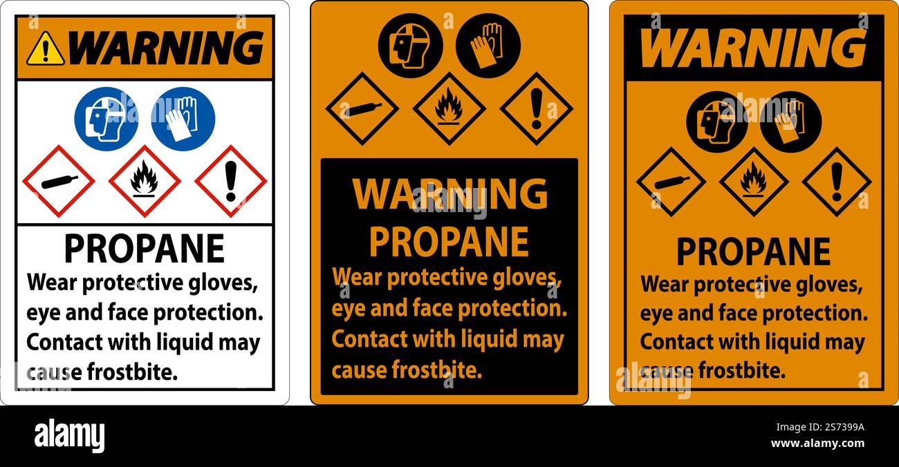 Warning Propane Flammable Gas PPE GHS Sign Stock Vector Image & Art - Alamy