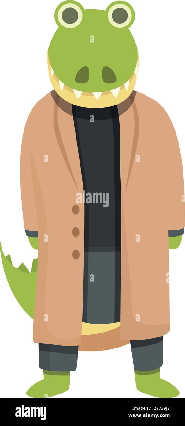 Secret agent alligator icon cartoon vector. Cute crocodile. Animal ...