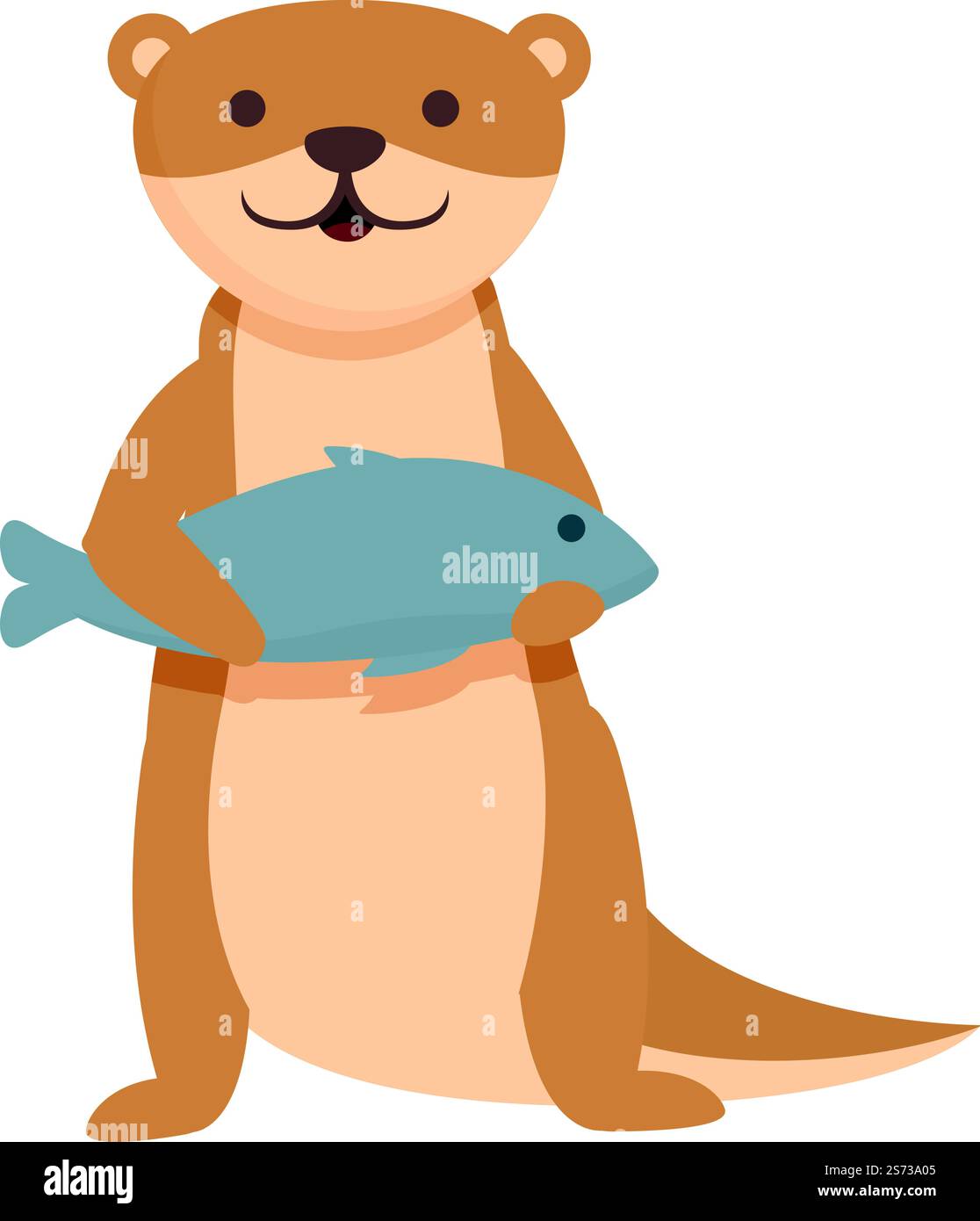 Weasel with fish icon cartoon vector. Cute animal. Funny ferret. Weasel ...