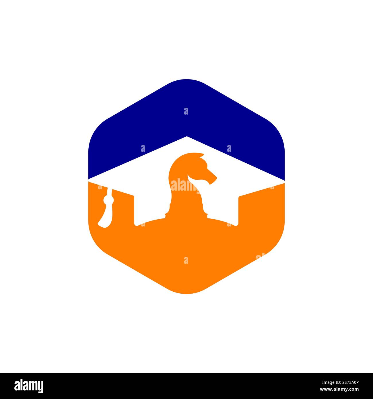Graduation chess knight vector logo design. Education strategy vector ...