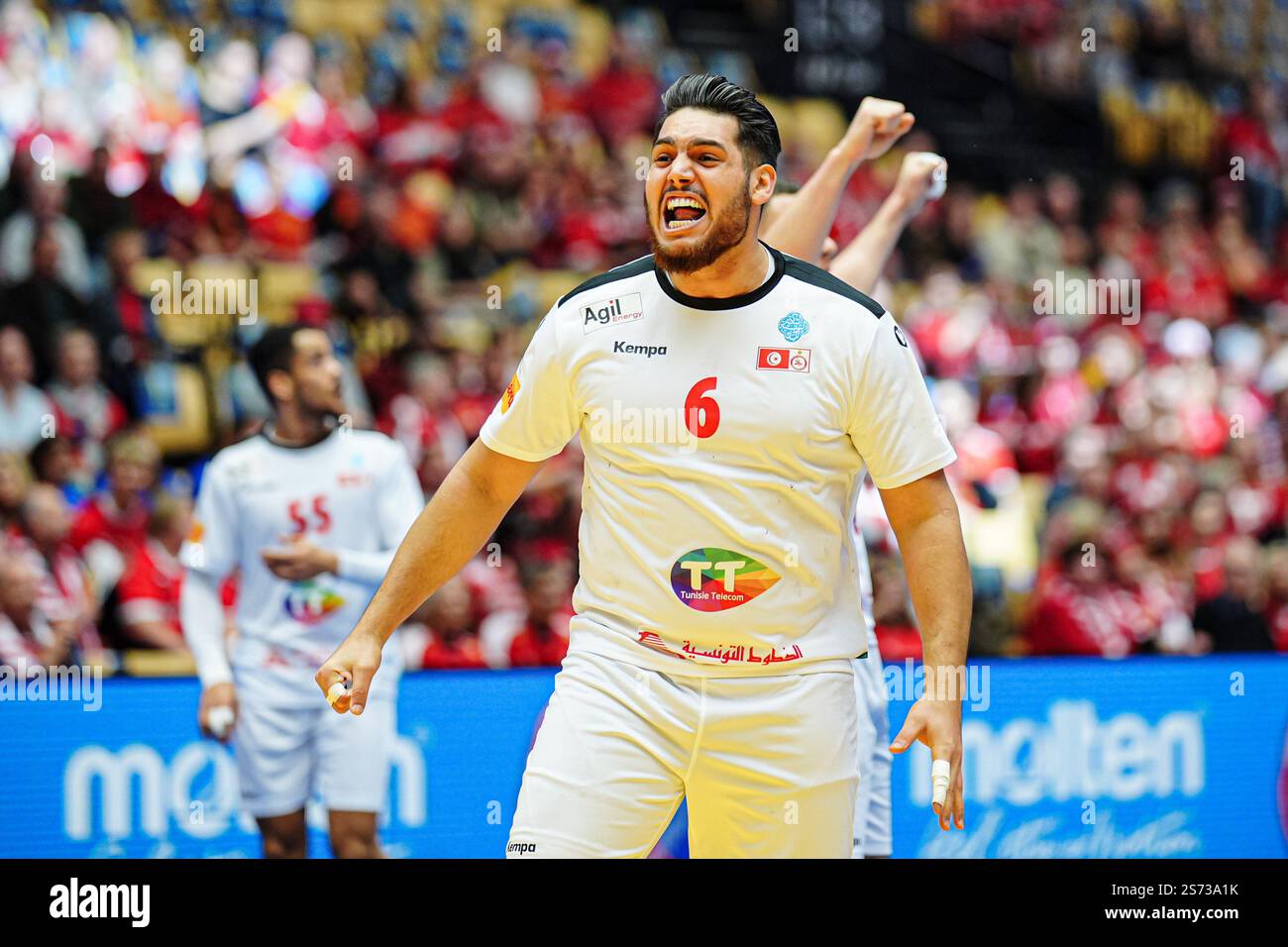 Torjubel Ghazi Ben Ghali (Tunesien, #06) DEN, Algerien vs. Tunesien, Handball, IHF ...