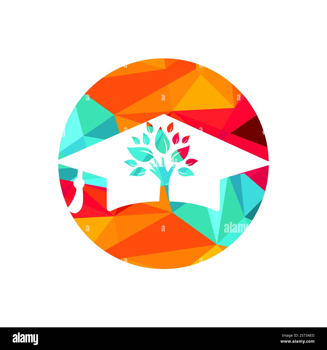 Education insurance and support logo concept. Graduation cap and hand ...