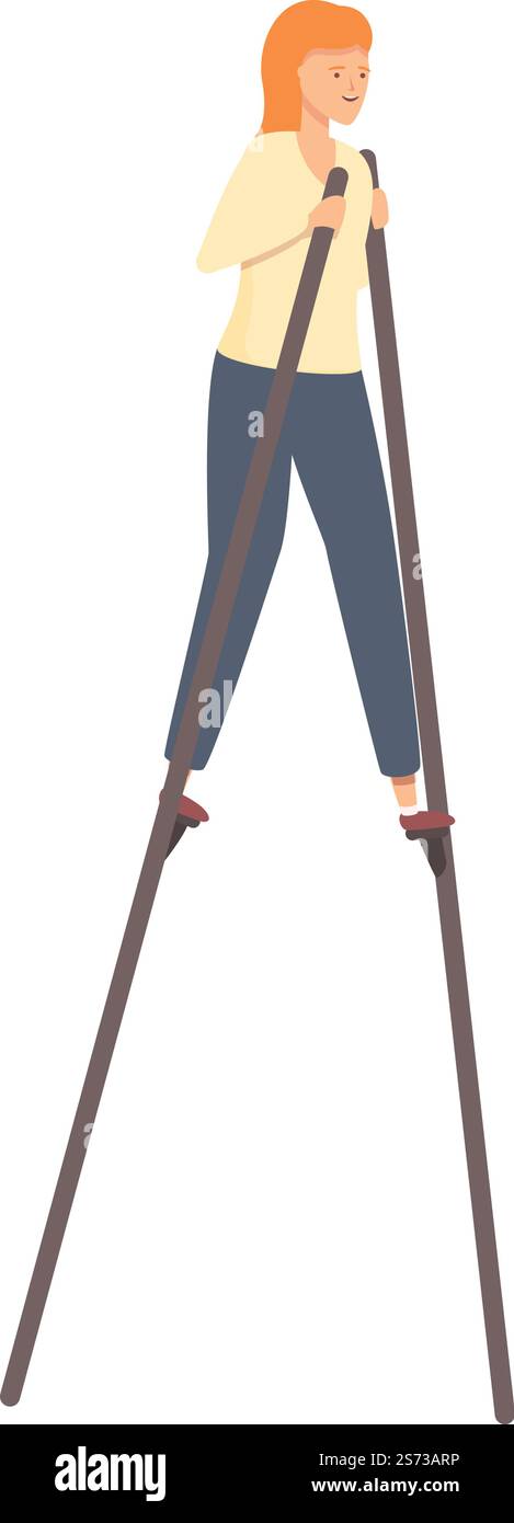 Stilt girl icon cartoon vector. Circus walker. Street leg. Stilt girl ...
