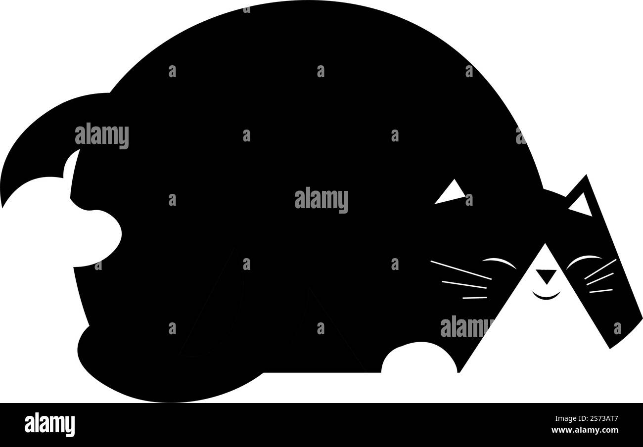 Domestic feline animal sleeping, isolated kitten taking nap and having ...