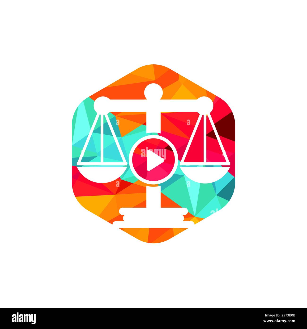 Creative play media law firm vector logo design. Scales and record ...