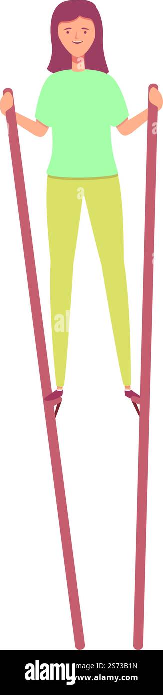 Girl stilt icon cartoon vector. Street leg. Festival artist. Girl stilt ...