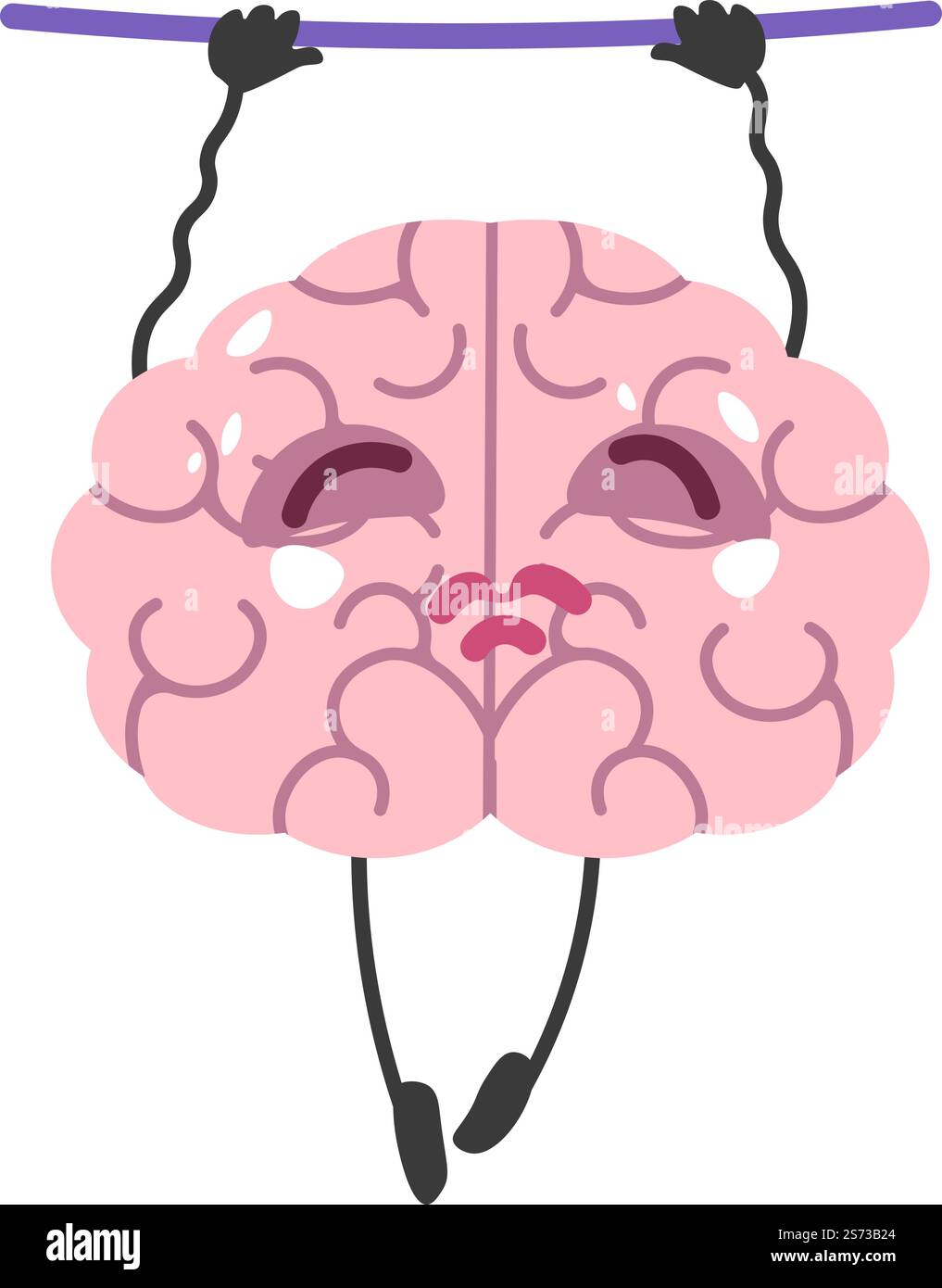 Brain character with barbell, isolated mind working out. Intelligence ...