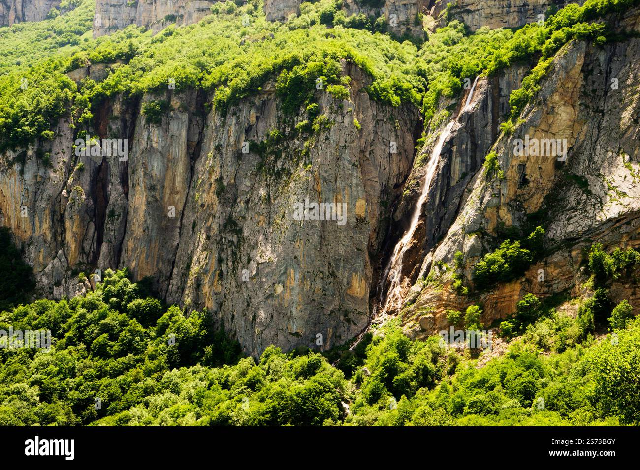 Mountain river waterfall view. Waterfall river scene Stock Photo - Alamy