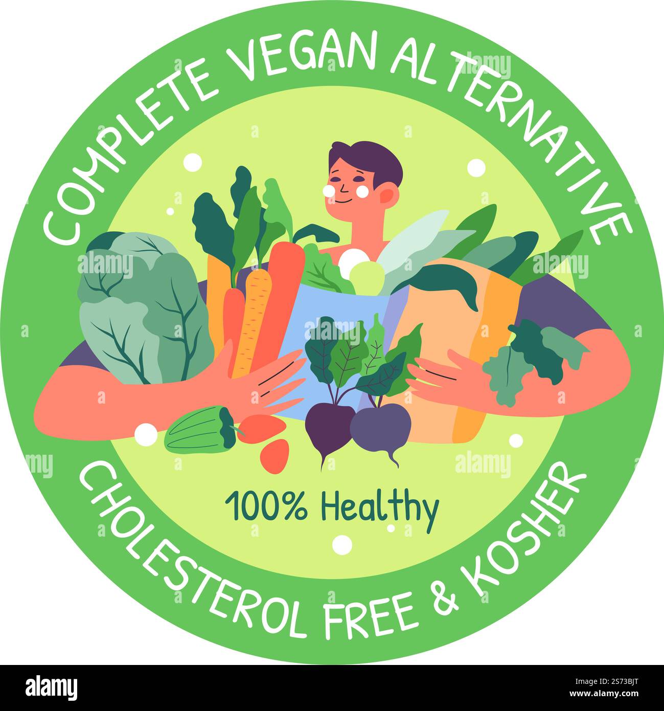 Complete vegan alternative food isolated emblem hi-res stock ...