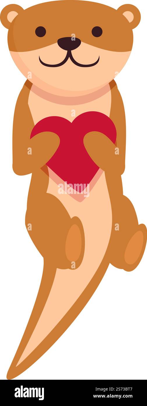 Weasel with heart icon cartoon vector. Cute animal. Mink ferret. Weasel ...