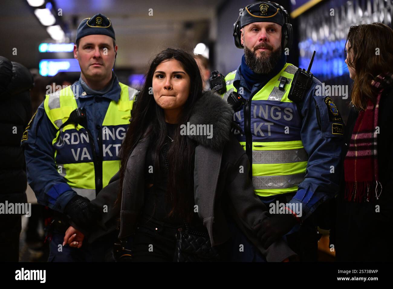 Stockholm, Uppland, Sweden. January 1 2025. Police and security guards ...