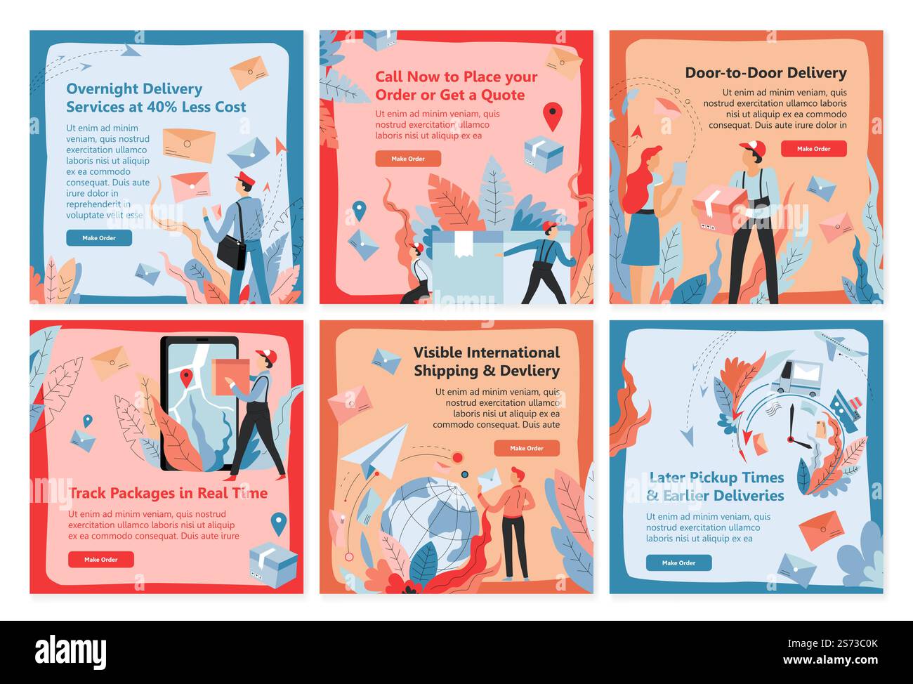 Delivery service offer at social media post set. Place your order, get ...