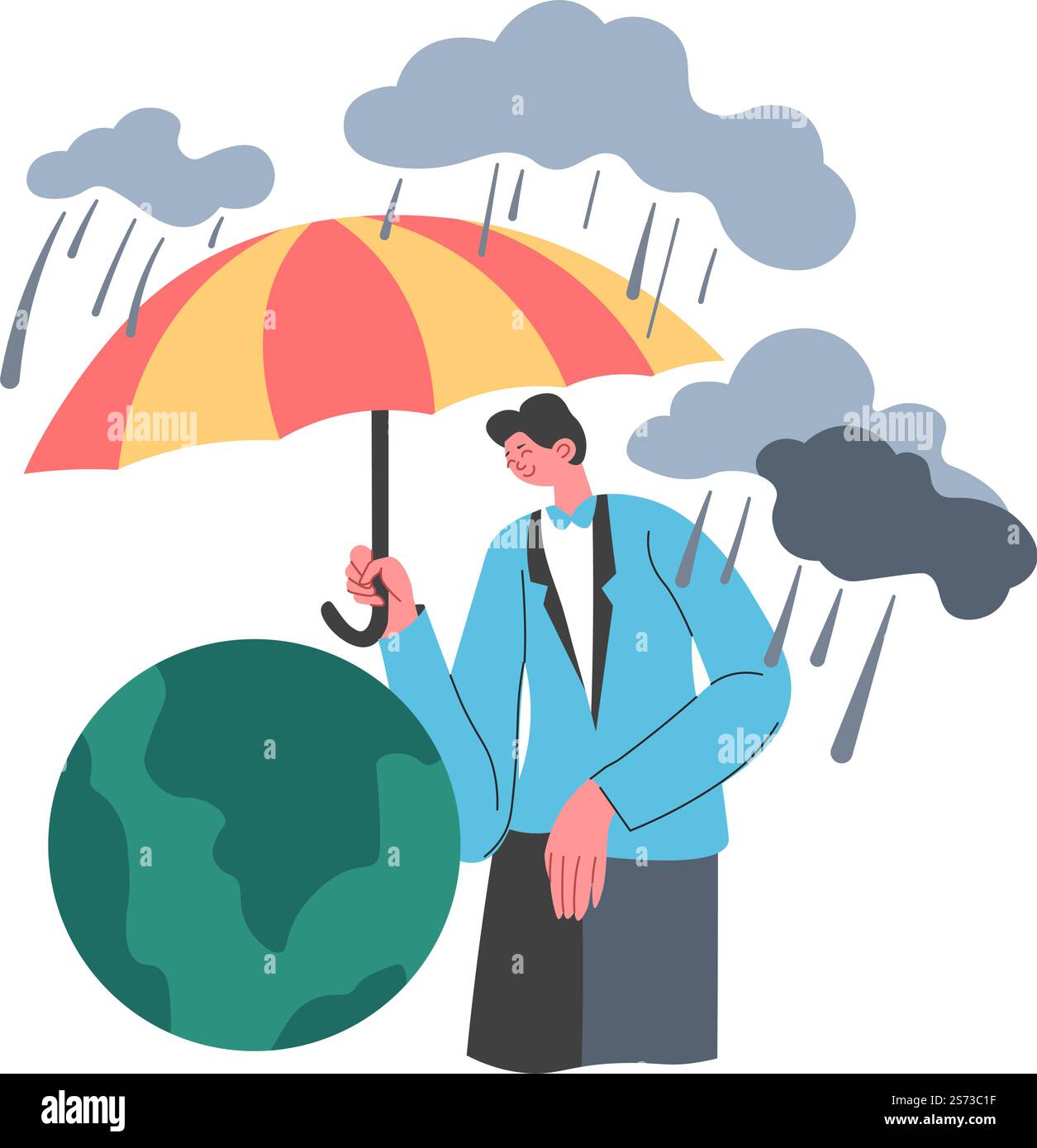 Male character protecting nature and climate of planet earth from ...