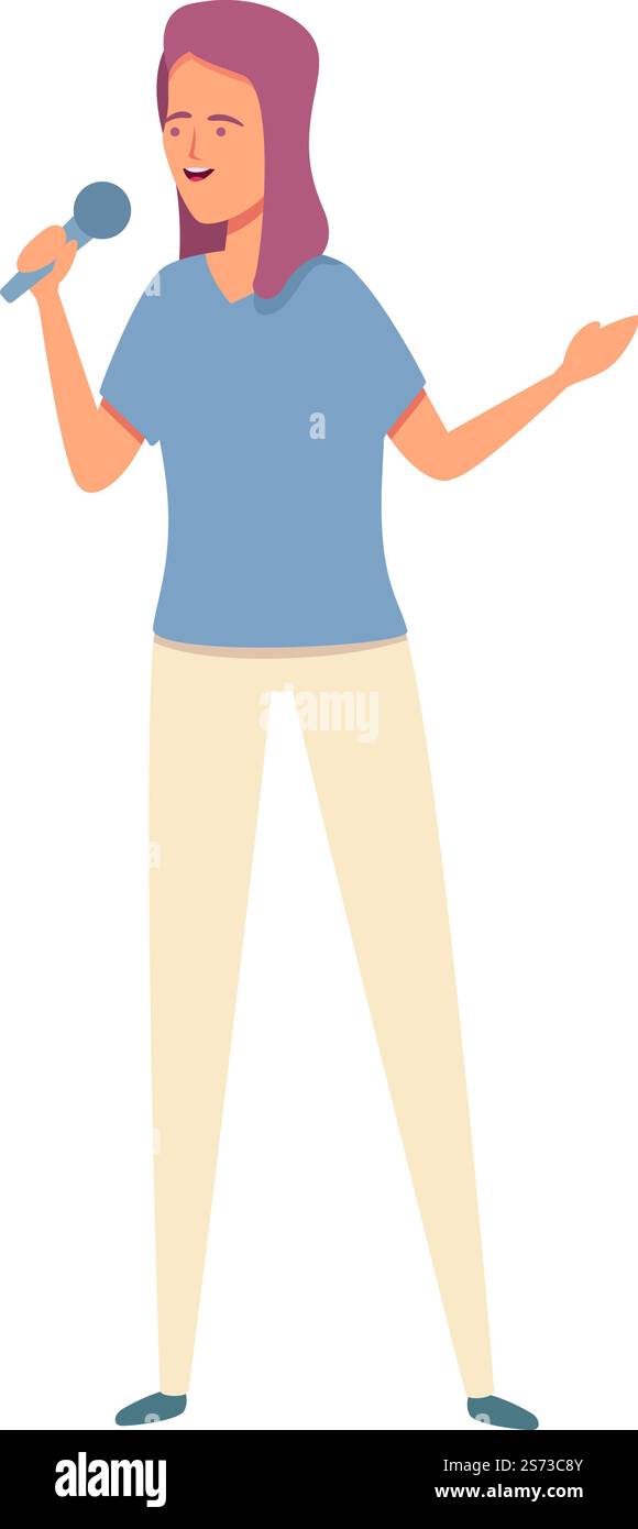 Woman street singer icon cartoon vector. Musician people. Song concert ...