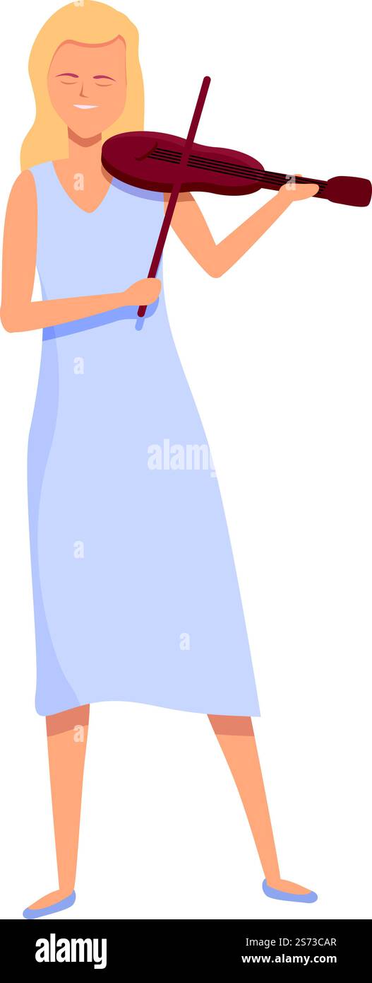 Street woman violin icon cartoon vector. Music people. Singer song ...