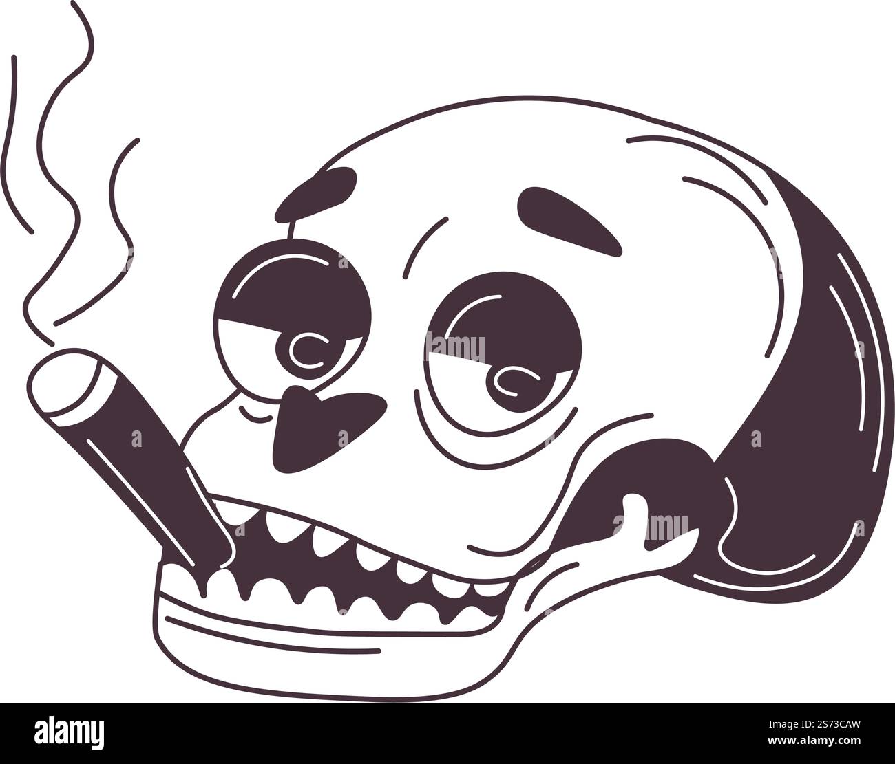Skeleton male character smoking cigarette, isolated skill with ...