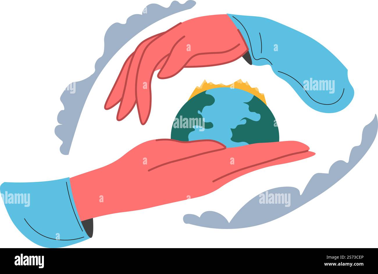 Saving ecology and environment of planet earth. Isolated hands ...