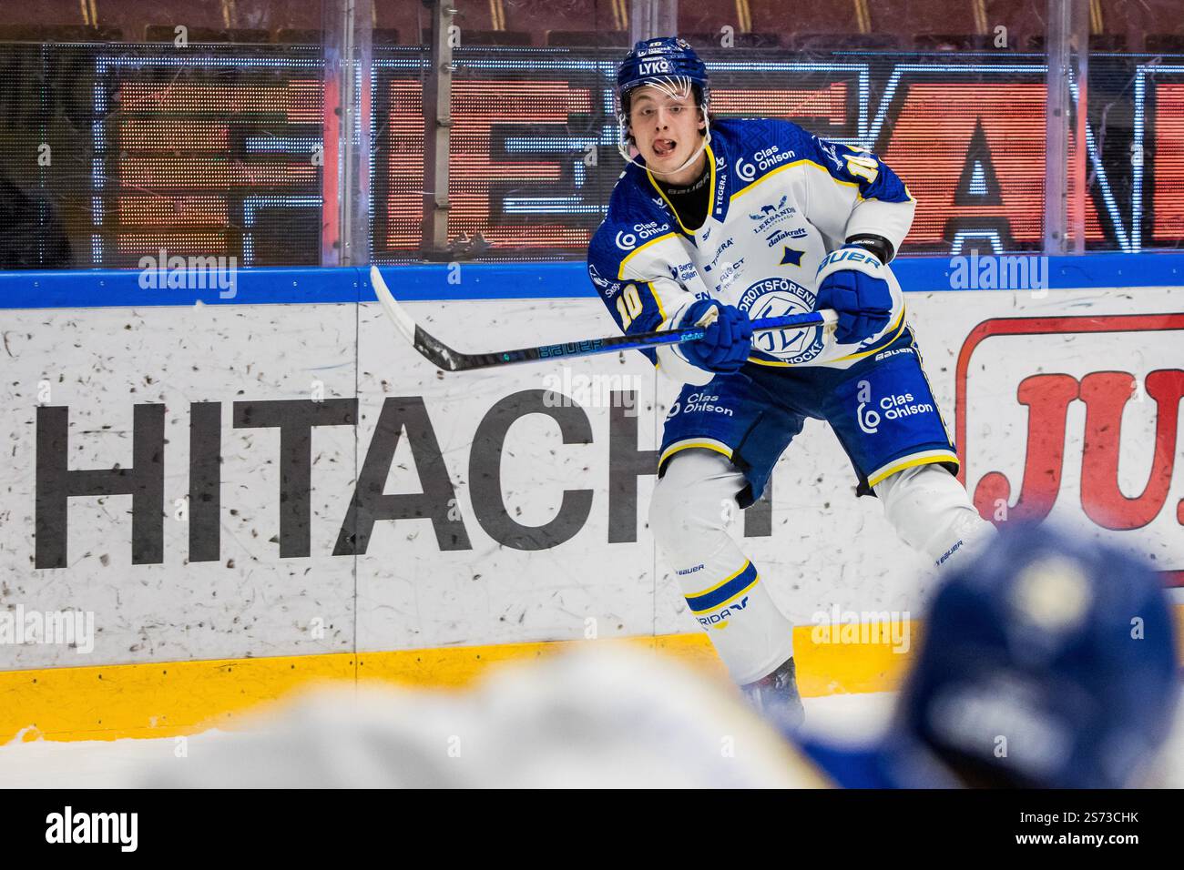 Leksand, Sverige. 18th Jan, 2025. 250118 Leksands Anton Johansson under ishockeymatchen i SHL ...