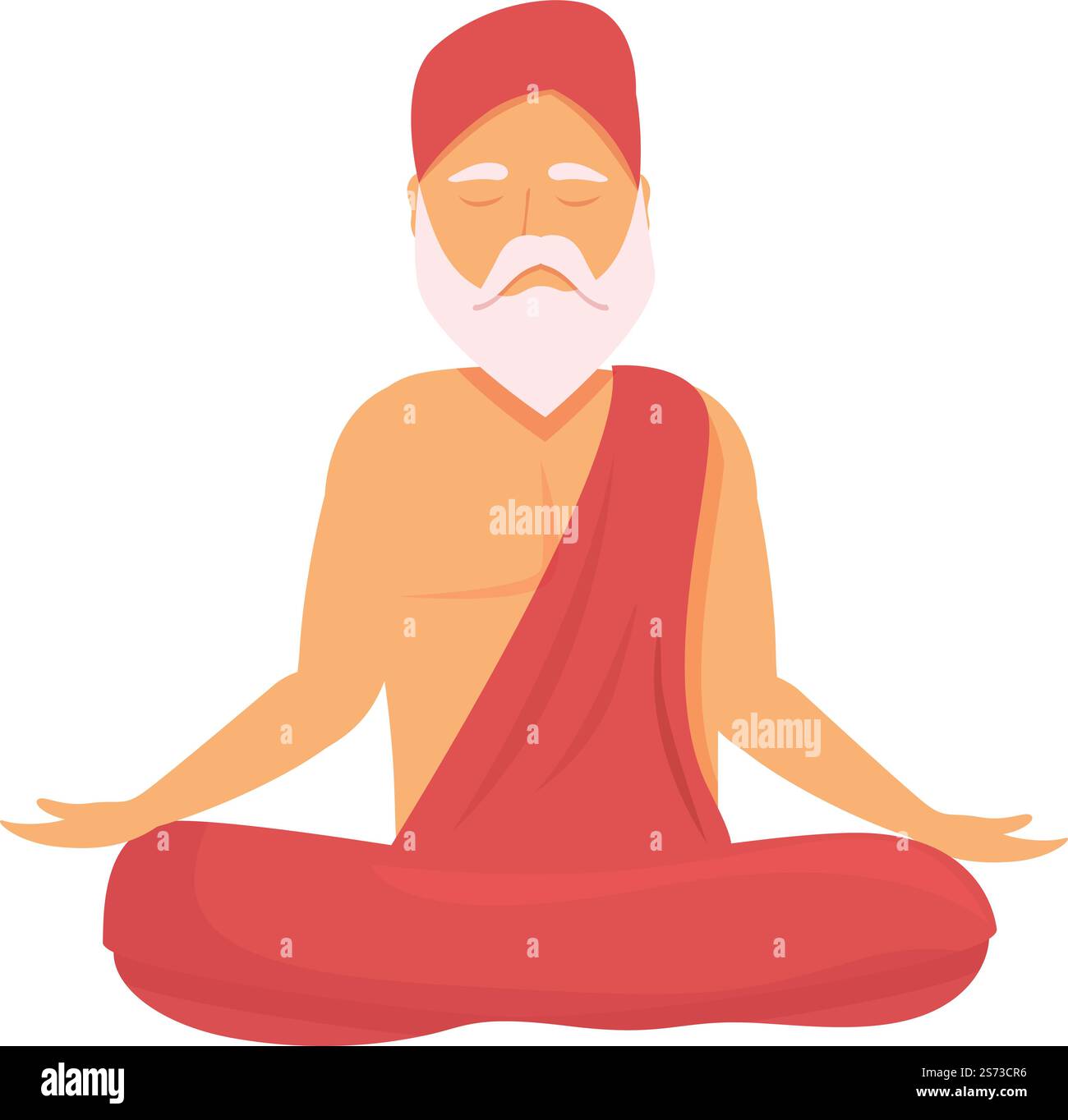 Indian monk icon cartoon vector. Yoga man. Calm pose. Indian monk icon ...