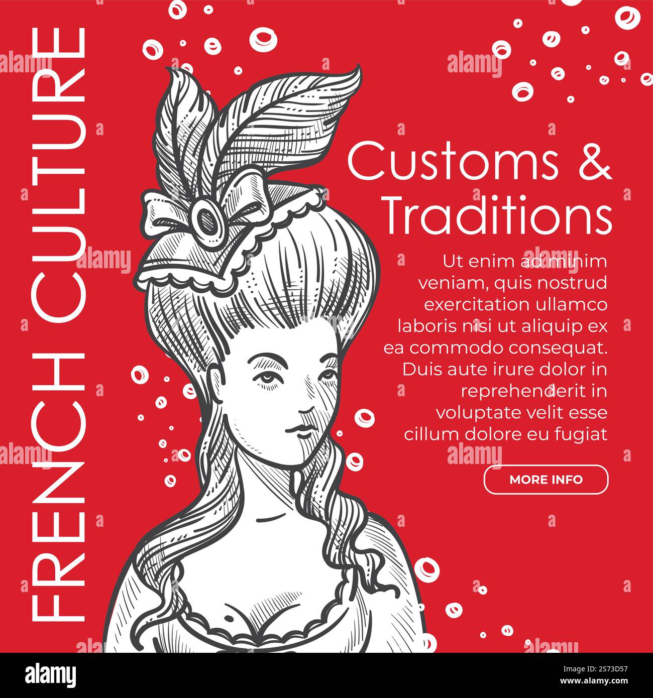 French culture, customs and traditions of European country. Female ...